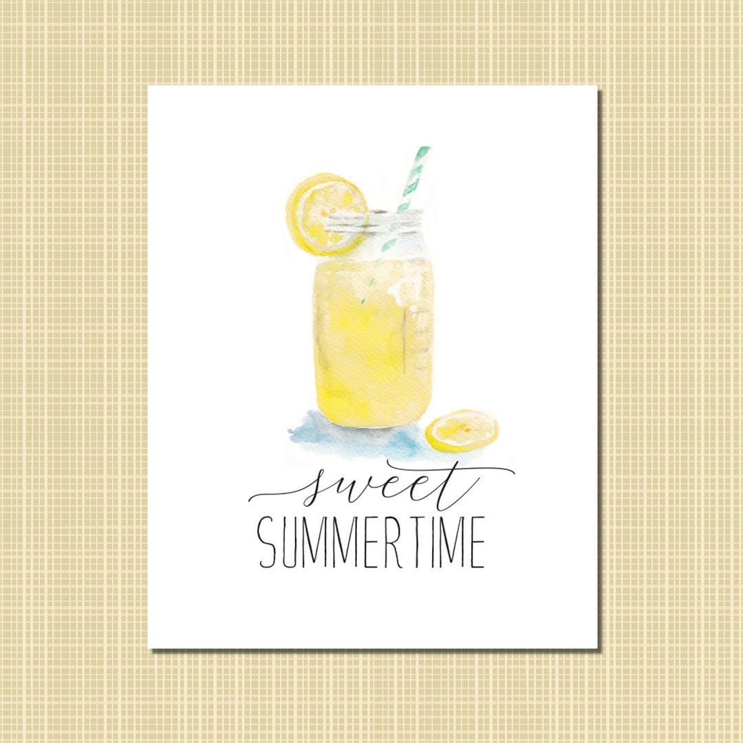 Lemonade Watercolor Art Print, Summer Drink (digital Download) - Etsy