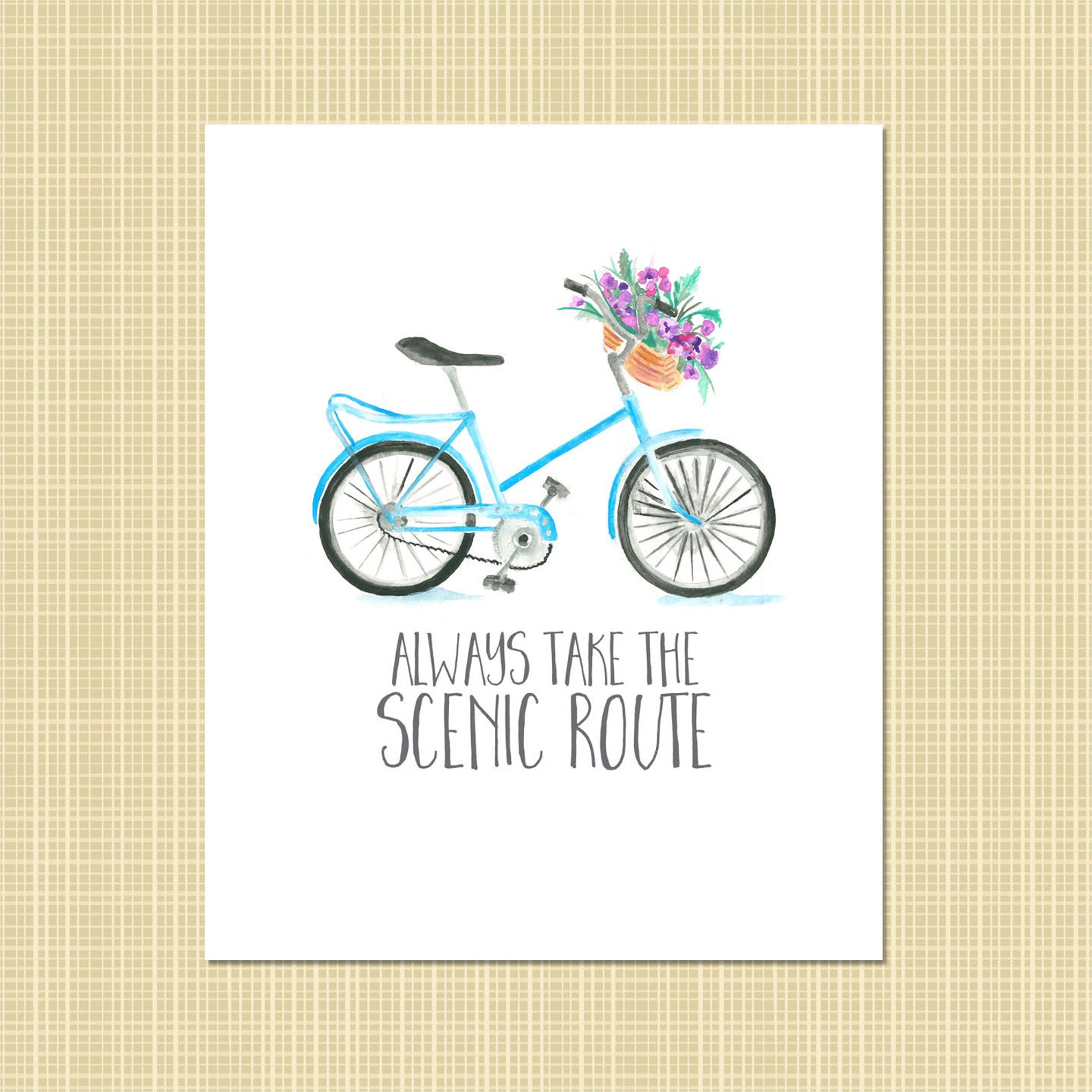 Bicycle & Flowers Art Print - Etsy