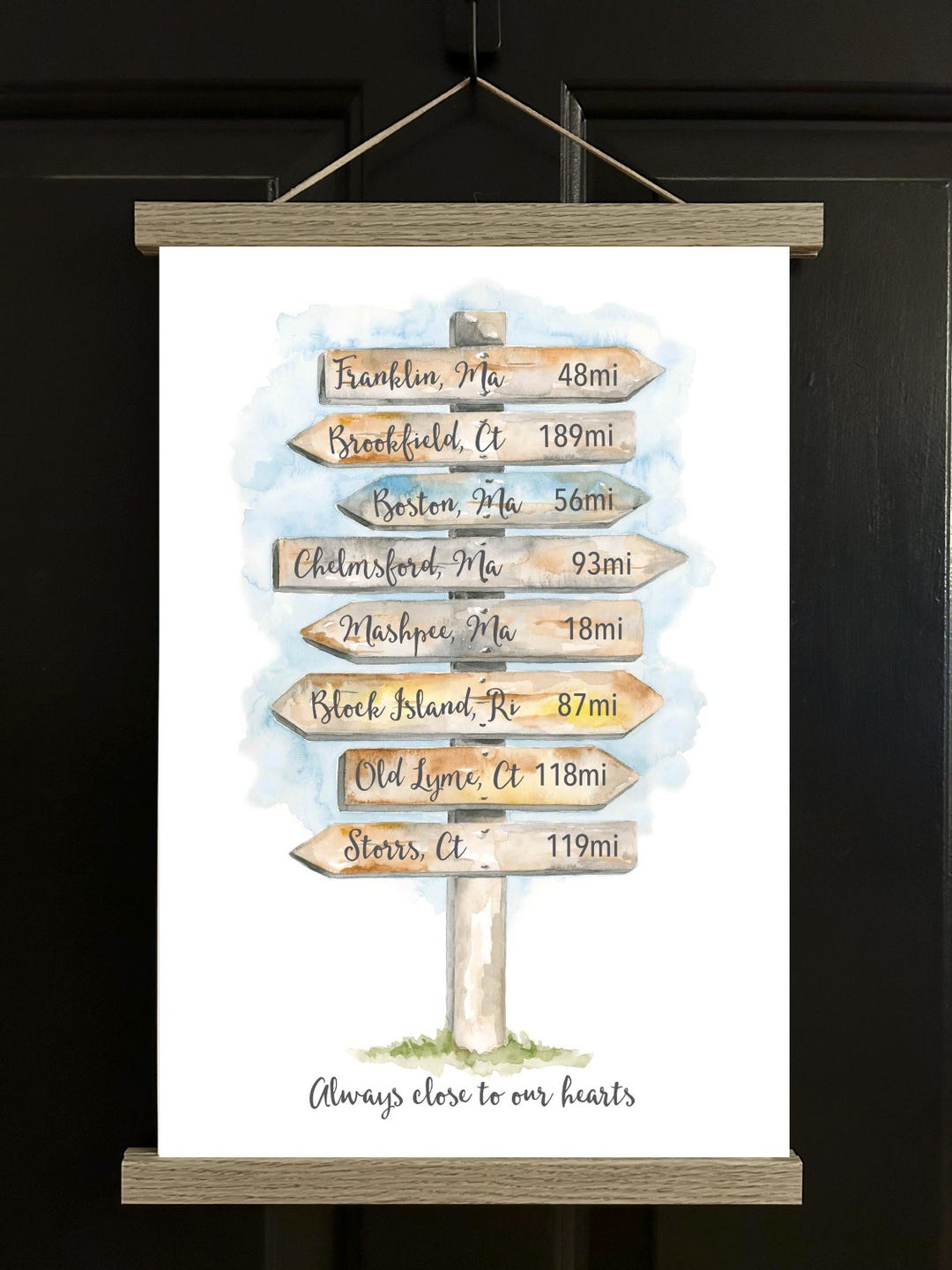 Personalized Directional Sign Watercolor Art, Wood Sign, Directional ...