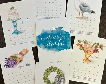 2025 Watercolor Calendar (mini - 11 X 7 Inch) - Etsy