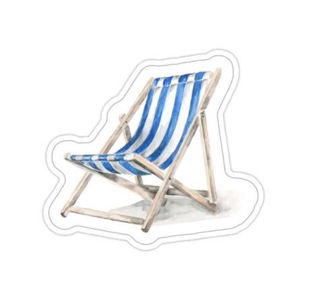 Beach Chair Vinyl Sticker, Beachy Sticker, Blue and White Stripes, Die ...