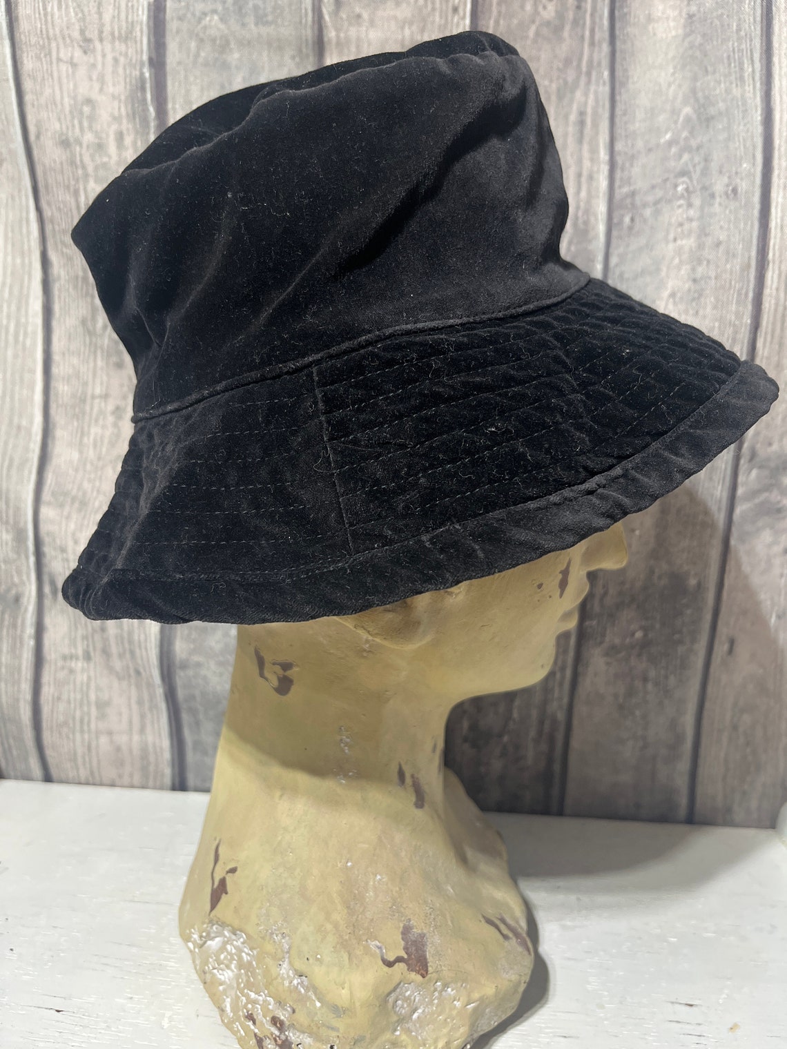 Vintage Bay Club Black Velvet Bucket Hat - Etsy