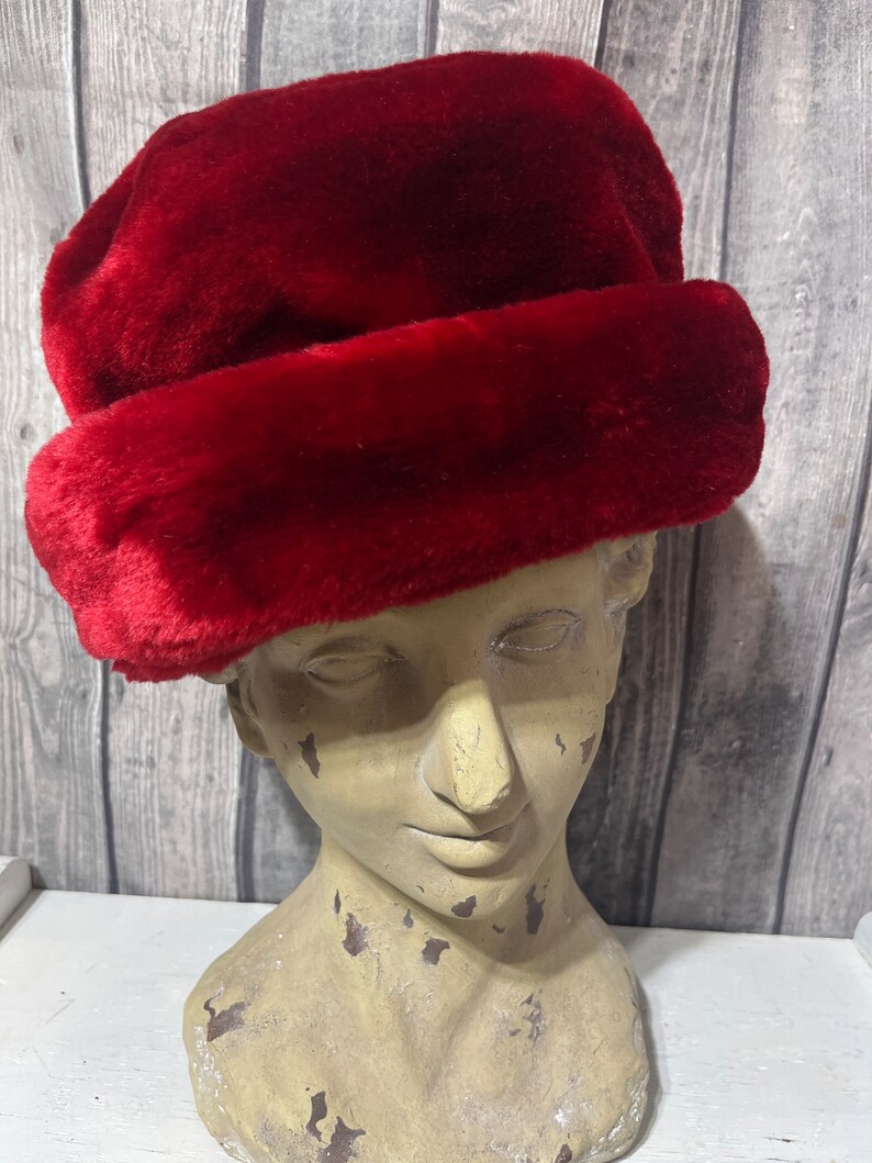 Red Faux Fur Bucket Hat - Etsy