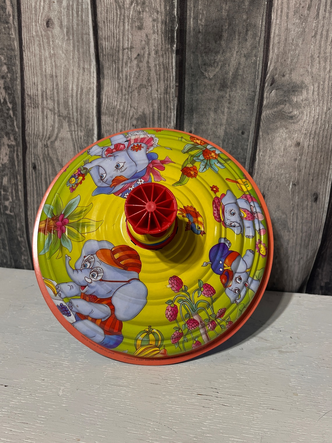 Vintage Tin Spinning Top With Base - Etsy