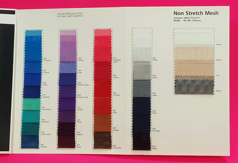 4 Way Stretch Sheer Power Mesh Net Fabric Swatch Sample Color Card - Etsy