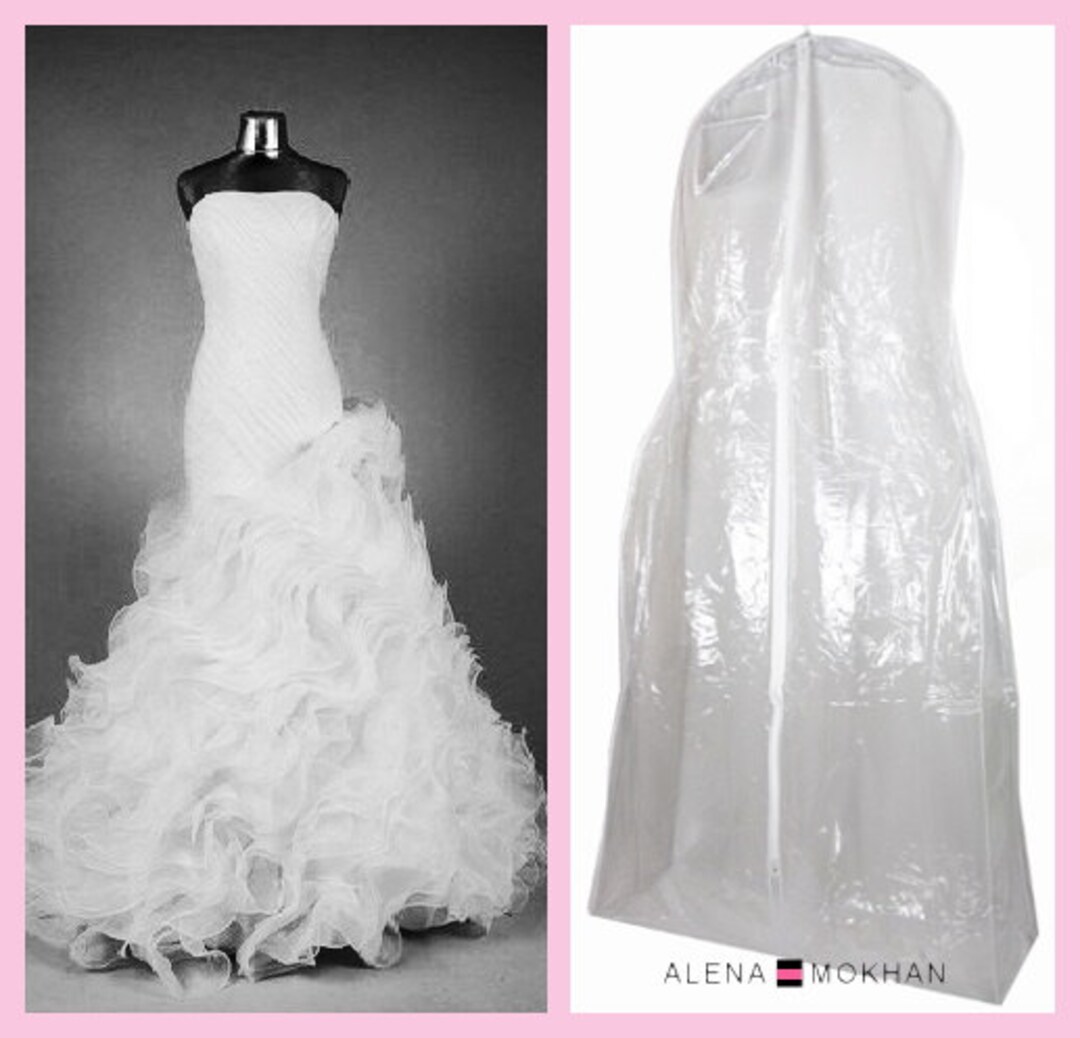 XXL Clear Vinyl Wedding Gown Prom Garment Bag - 72" X 36" X 12" Gusset ...