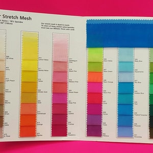 4 Way Stretch Sheer Power Mesh Net Fabric Swatch Sample Color Card - Etsy