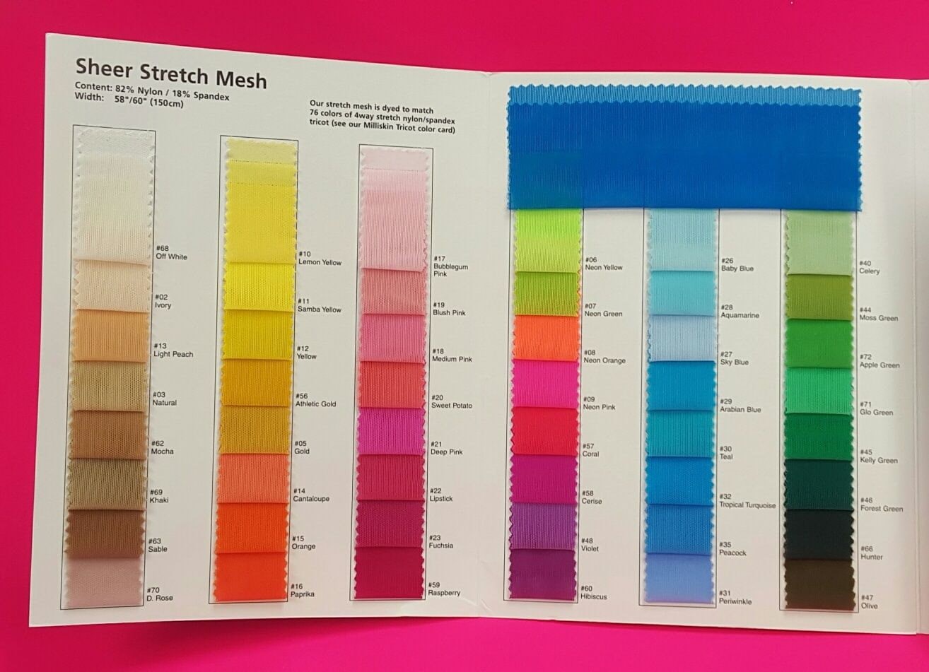 4 Way Stretch Sheer Power Mesh Net Fabric Swatch Sample Color Card - Etsy
