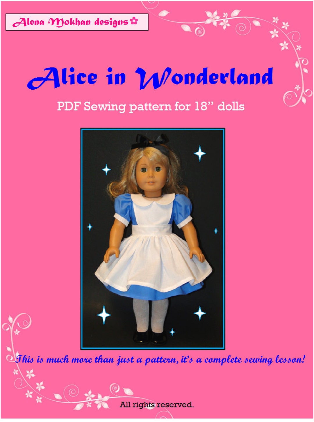 Alice in Wonderland Doll Costume Sewing Pattern for 18" Dolls (PDF ...
