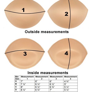 1 PAIR Full Push up Bra Cups - Sew in Satin Tricot Covered Bra Pads ...