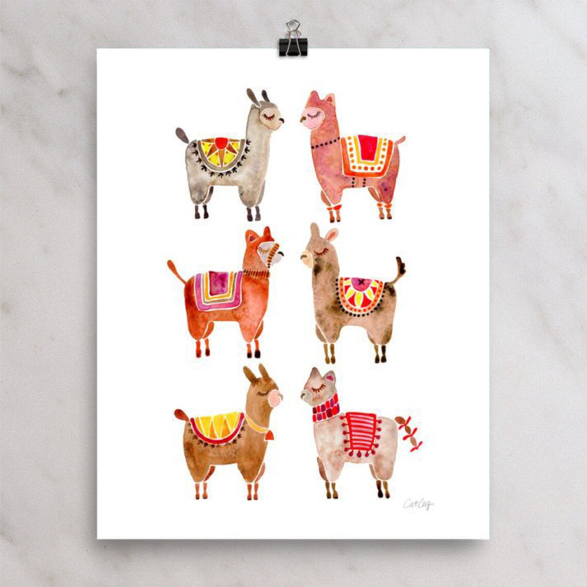 Alpacas Watercolor Painting Print by Catcoq. Museum-quality Posters ...