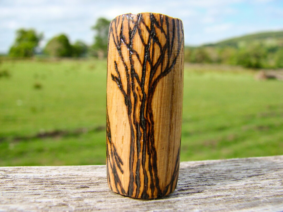 Tree Wooden Dread Bead, Burnt Oak, 40mm Length, Handcrafted, Pyrography ...
