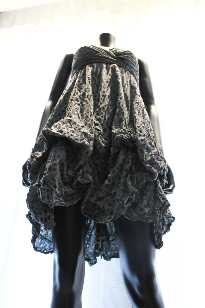 Dress Was Knee-length Strapless Top Ties to Drape Across the Chest and ...