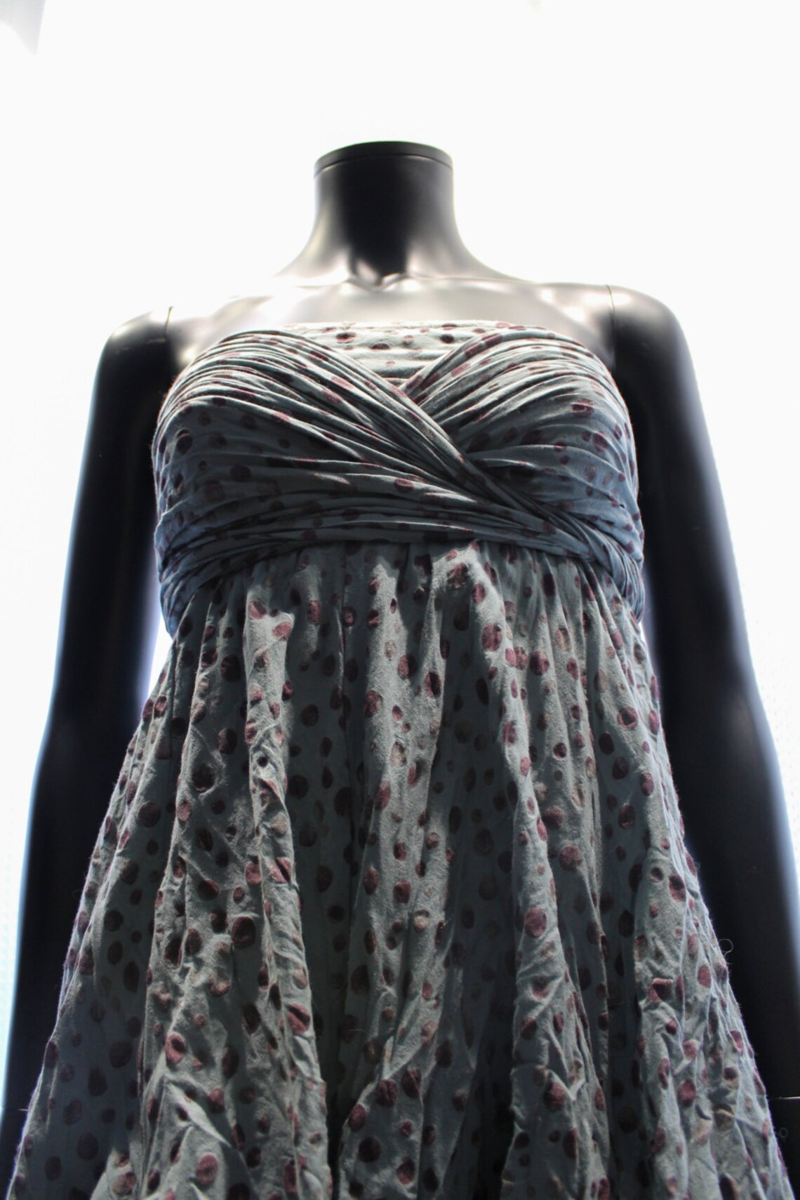Dress Was Knee-length Strapless Top Ties to Drape Across the Chest and ...