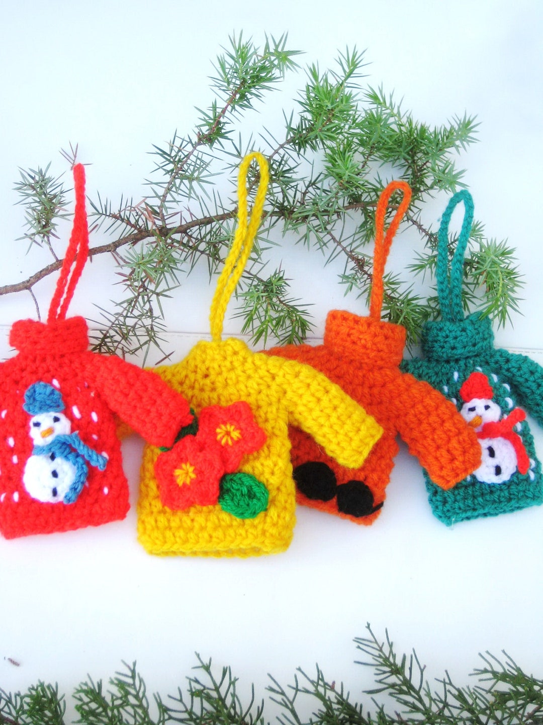 Crochet Tree Ornaments Ugly Christmas Sweater 3 PDF Patterns, Tiny ...