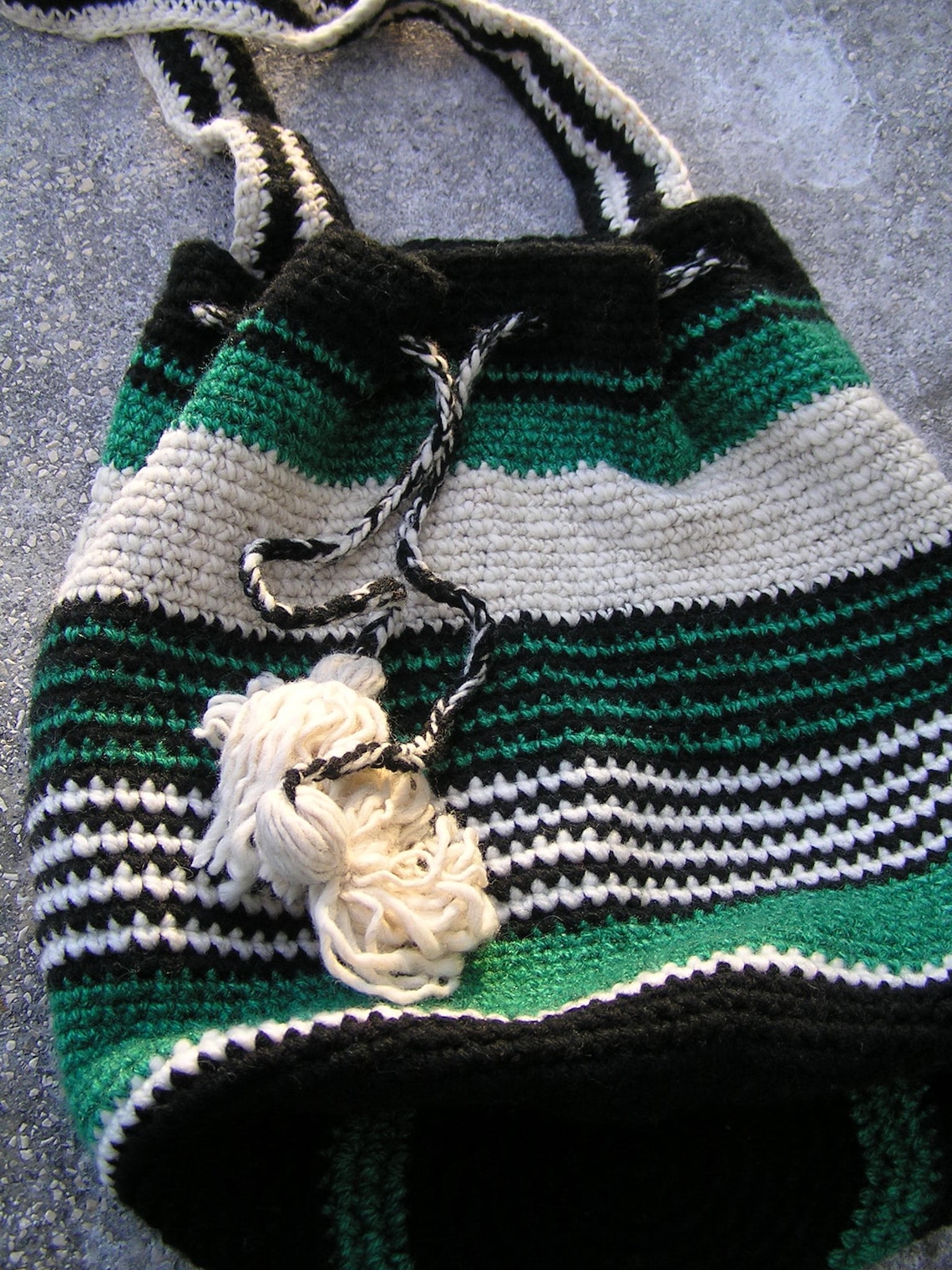Crochet Striped Bag Pattern Boho Bag Crochet Tutorial Green - Etsy