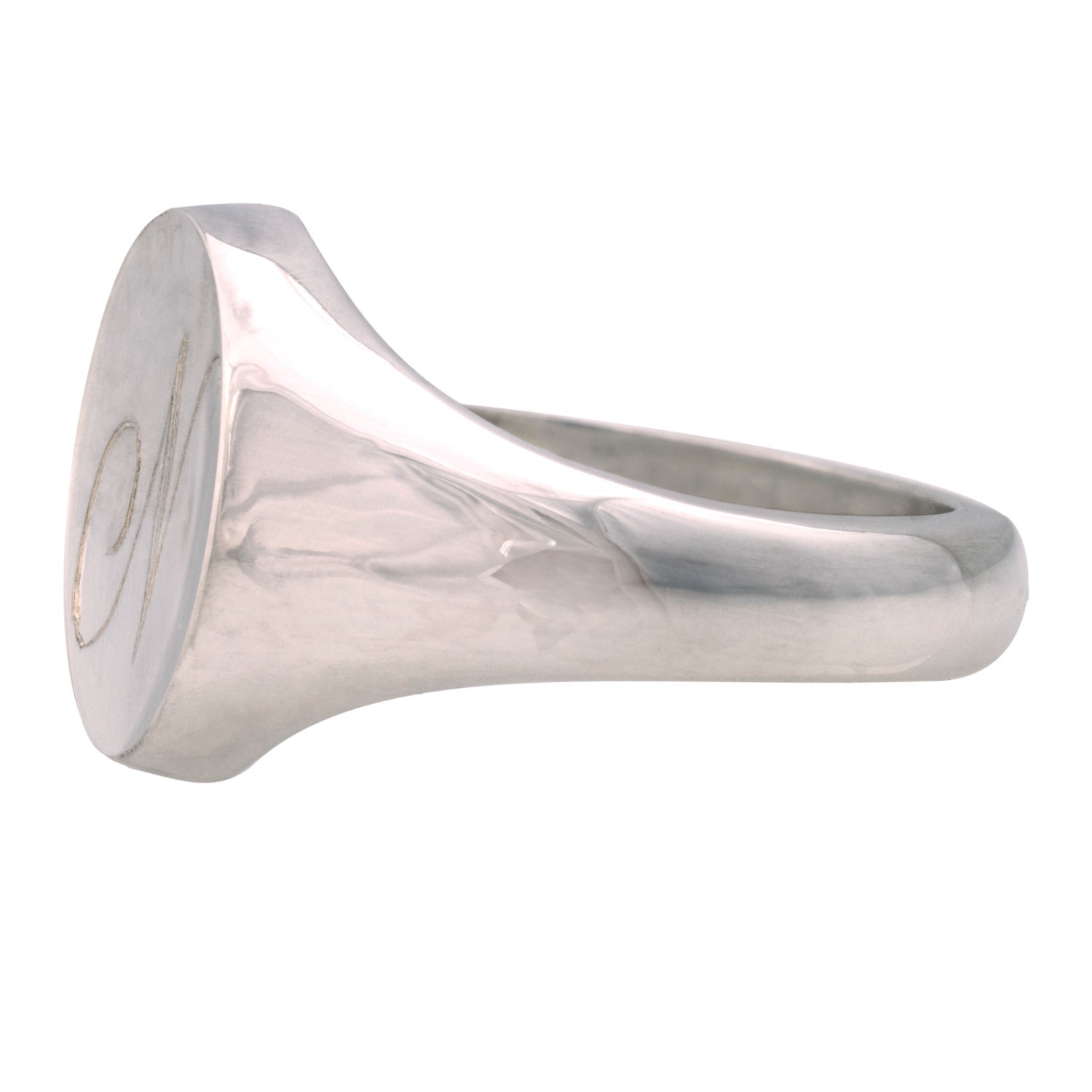 Sterling Silver Signet Ring With PERSONALISED Engraved Initial - Etsy