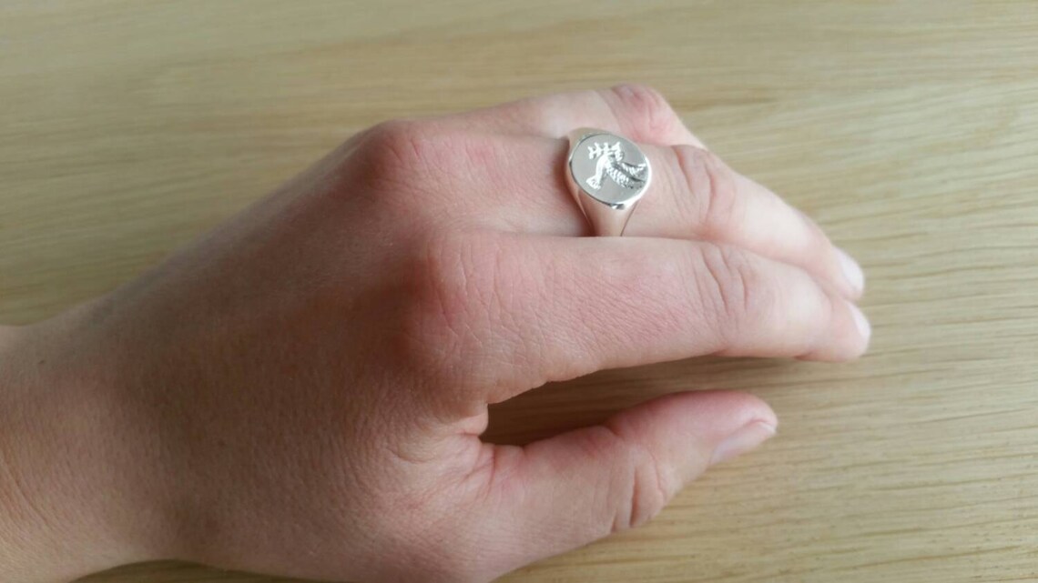 Seal Engraved Solid Silver Signet Ring - Etsy