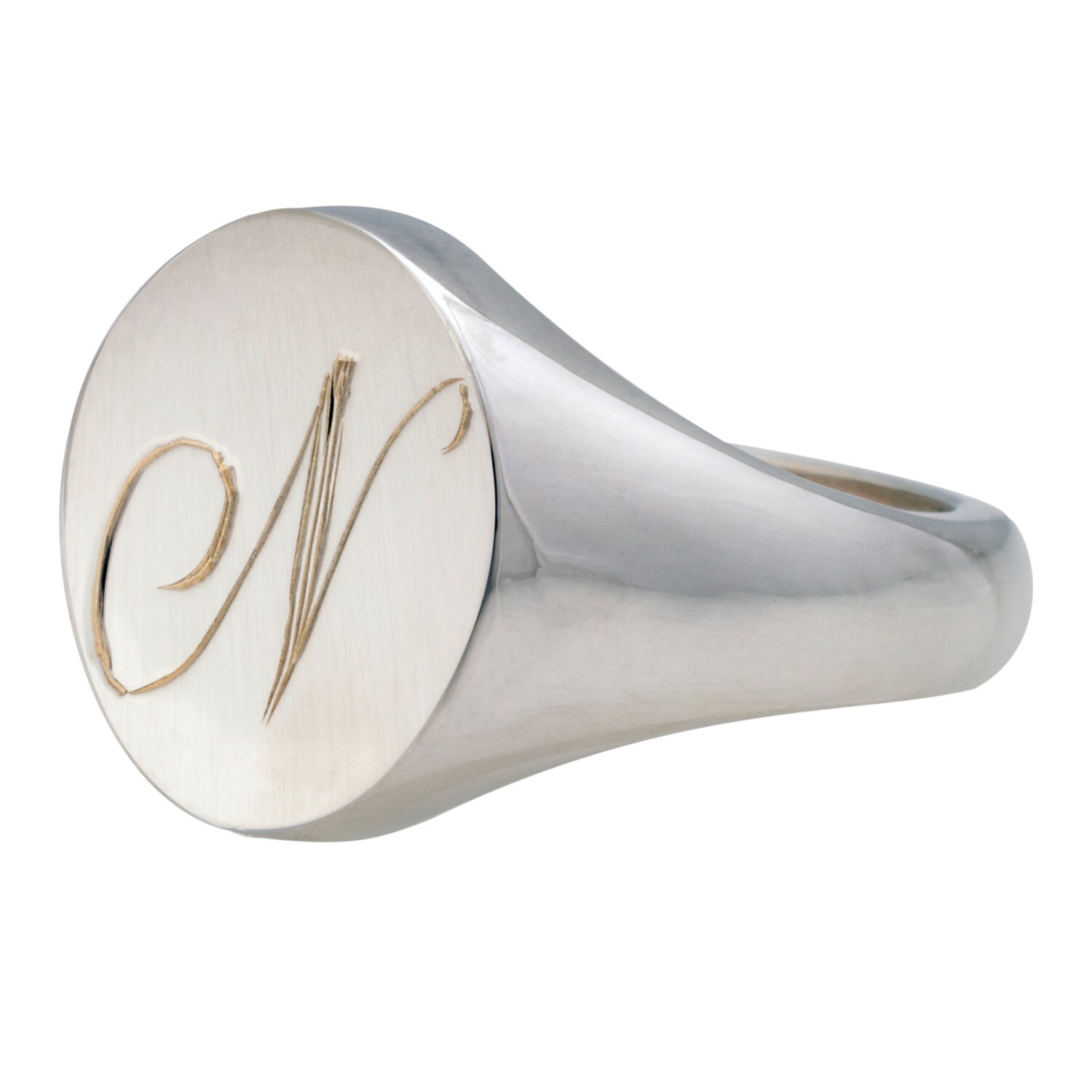Sterling Silver Signet Ring With PERSONALISED Engraved Initial - Etsy