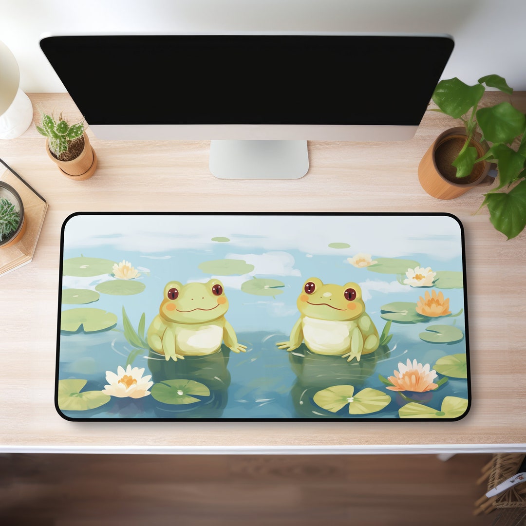 Cute Frog Desk Mat, Kawaii Desk Mat, Frog Mouse Pad, Large Desk Mat ...
