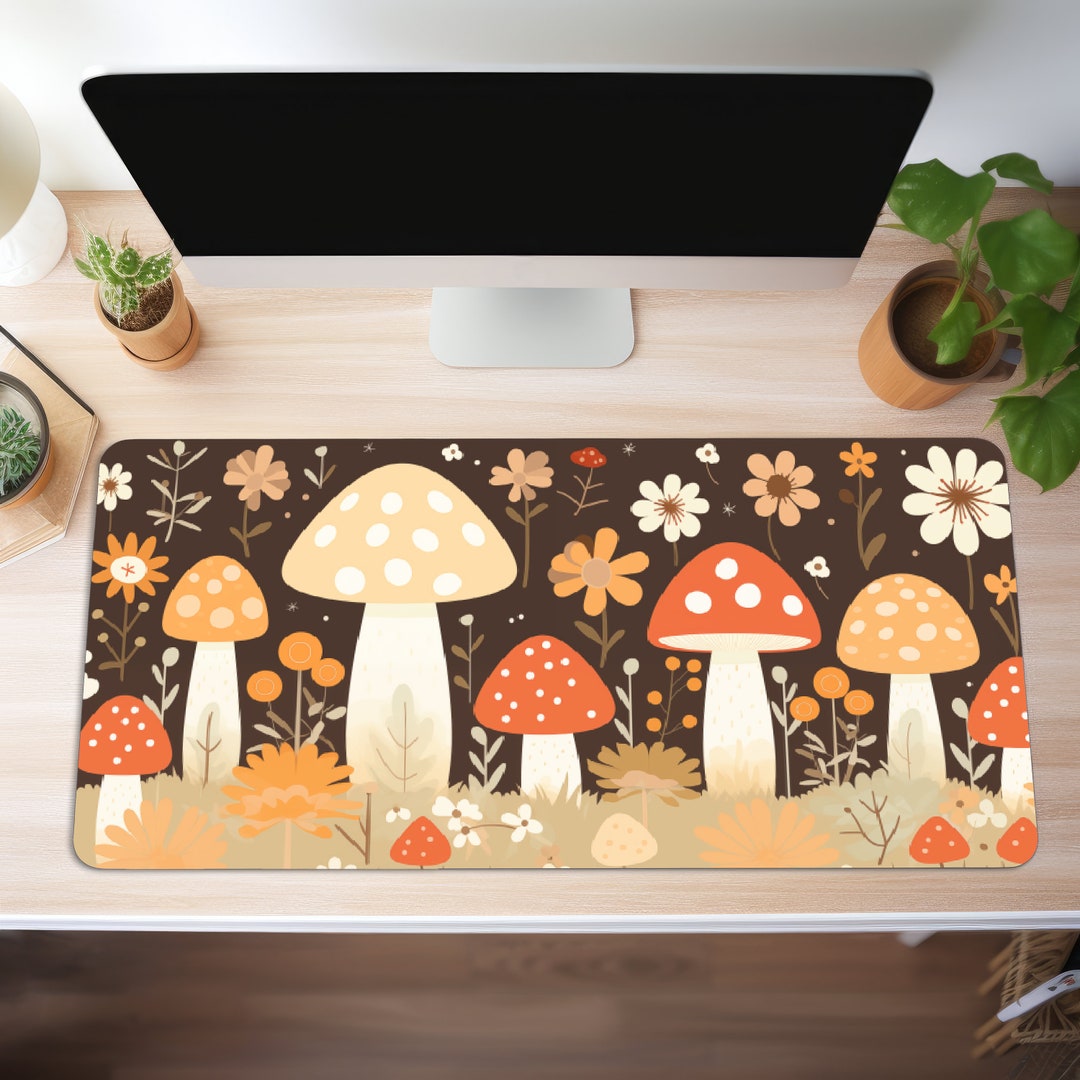 Mushroom Desk Mat, Kawaii Desk Mat, Cottagecore Mushroom Mouse Pad ...