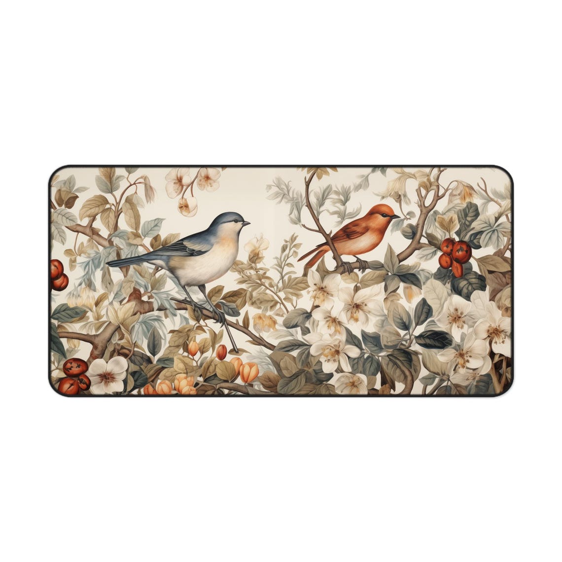Cottagecore Desk Mat, Vintage Birds Mouse Pad, XL Mousepad, Woodland ...