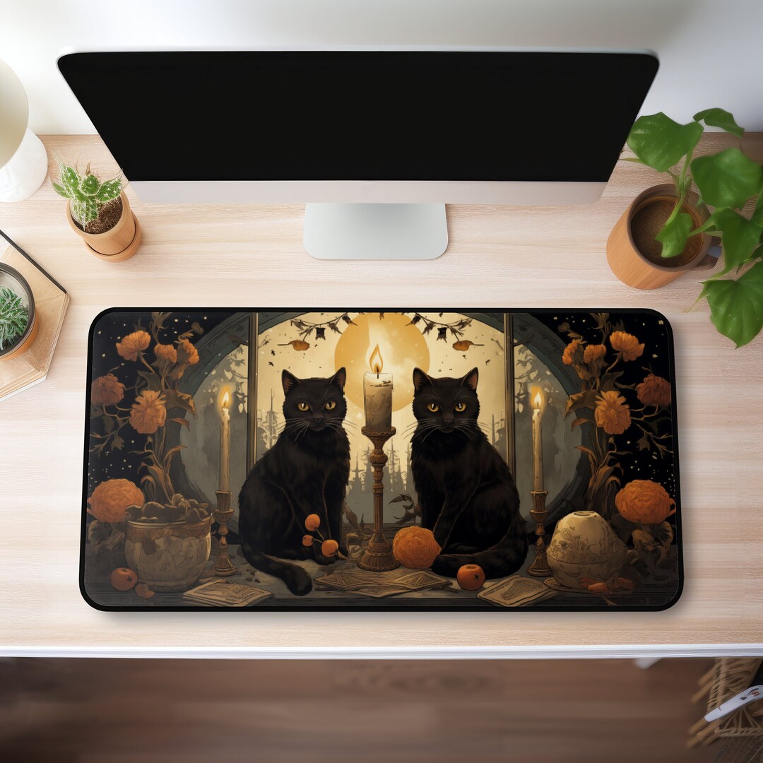 Tarot Card Cat Desk Mat, Animal Desk Mat, Gaming Mouse Pad, Large ...
