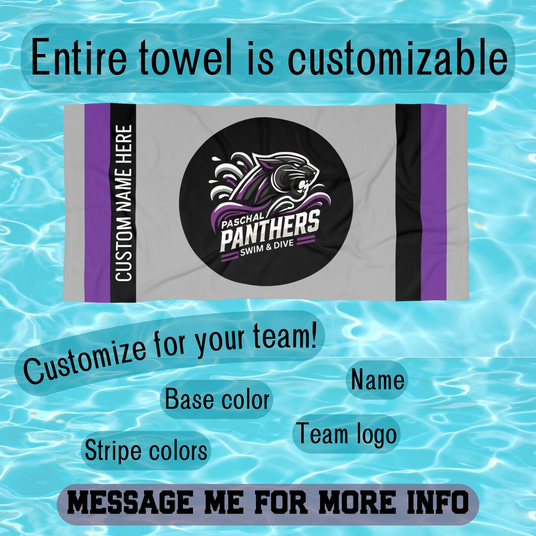 Custom Personalized Swim Team Towel, Custom Pool Towel With Name ...