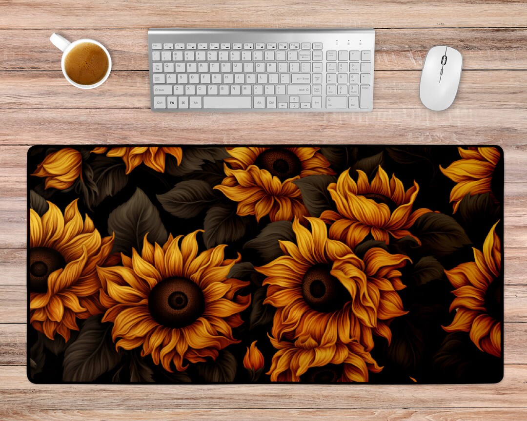Cottagecore Desk Mat, Floral Sunflower Mousepad, Sunflower, Cute Office ...