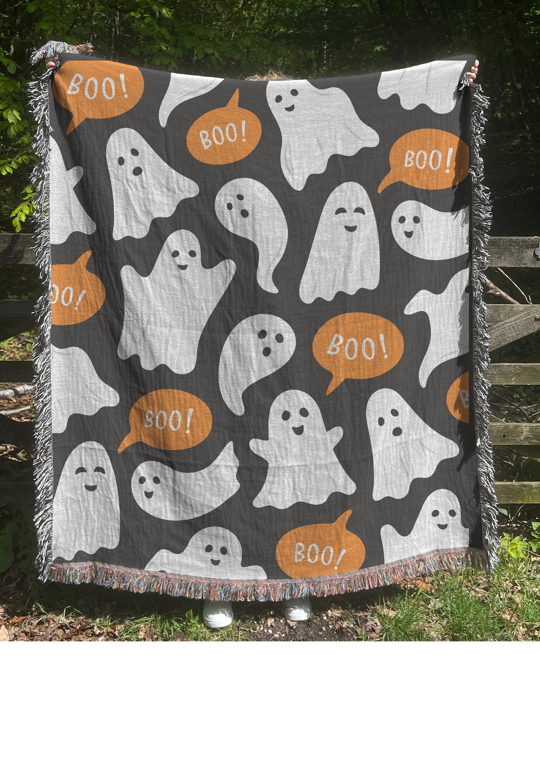 Halloween Ghost Throw, Cute Ghost Blanket, Halloween Decor, Cute Fall ...