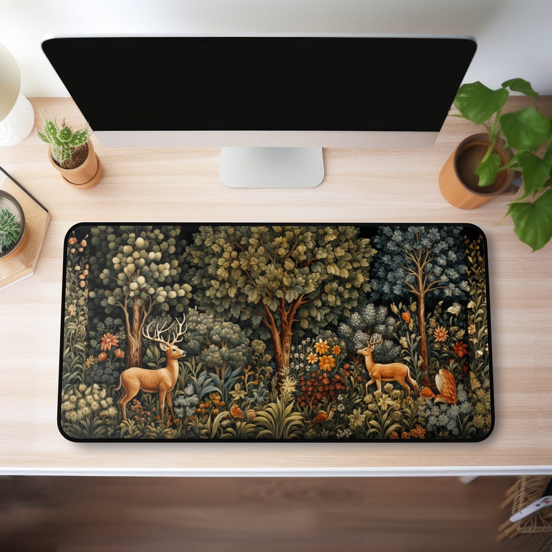 Cottagecore Desk Mat, Vintage Floral Mouse Pad, XL Mousepad, Woodland ...