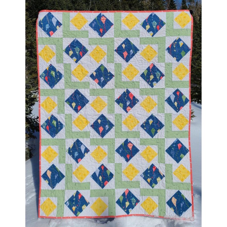PDF Quilt Pattern - Points of Connection - Baby Quilt and Throw Quilt ...
