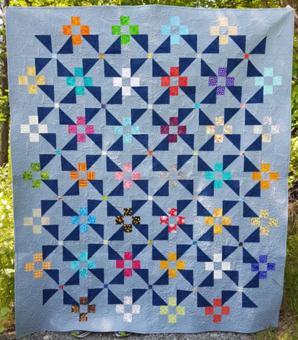 PDF Quilt Pattern Pinwheel Garden Baby Quilt, Throw Quilt and Queen ...