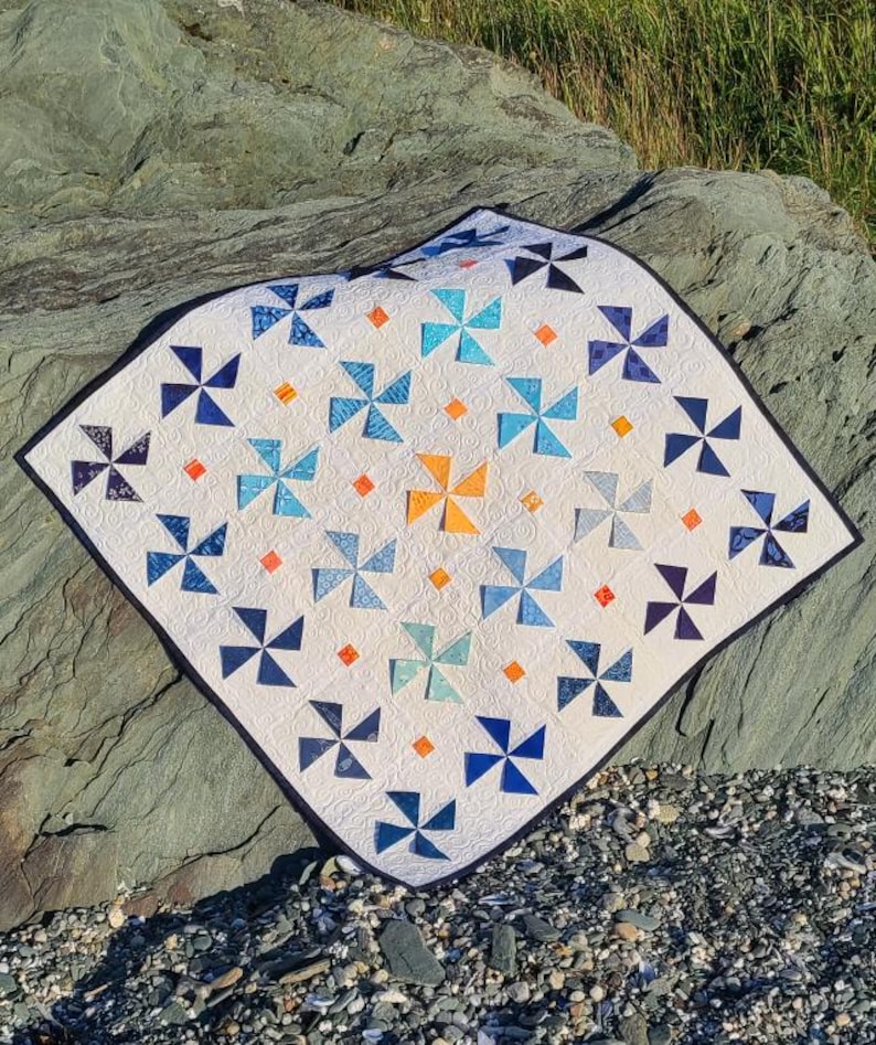 PDF Quilt Pattern - Prairie Points Pinwheel - Mini Quilt, Baby Quilt ...