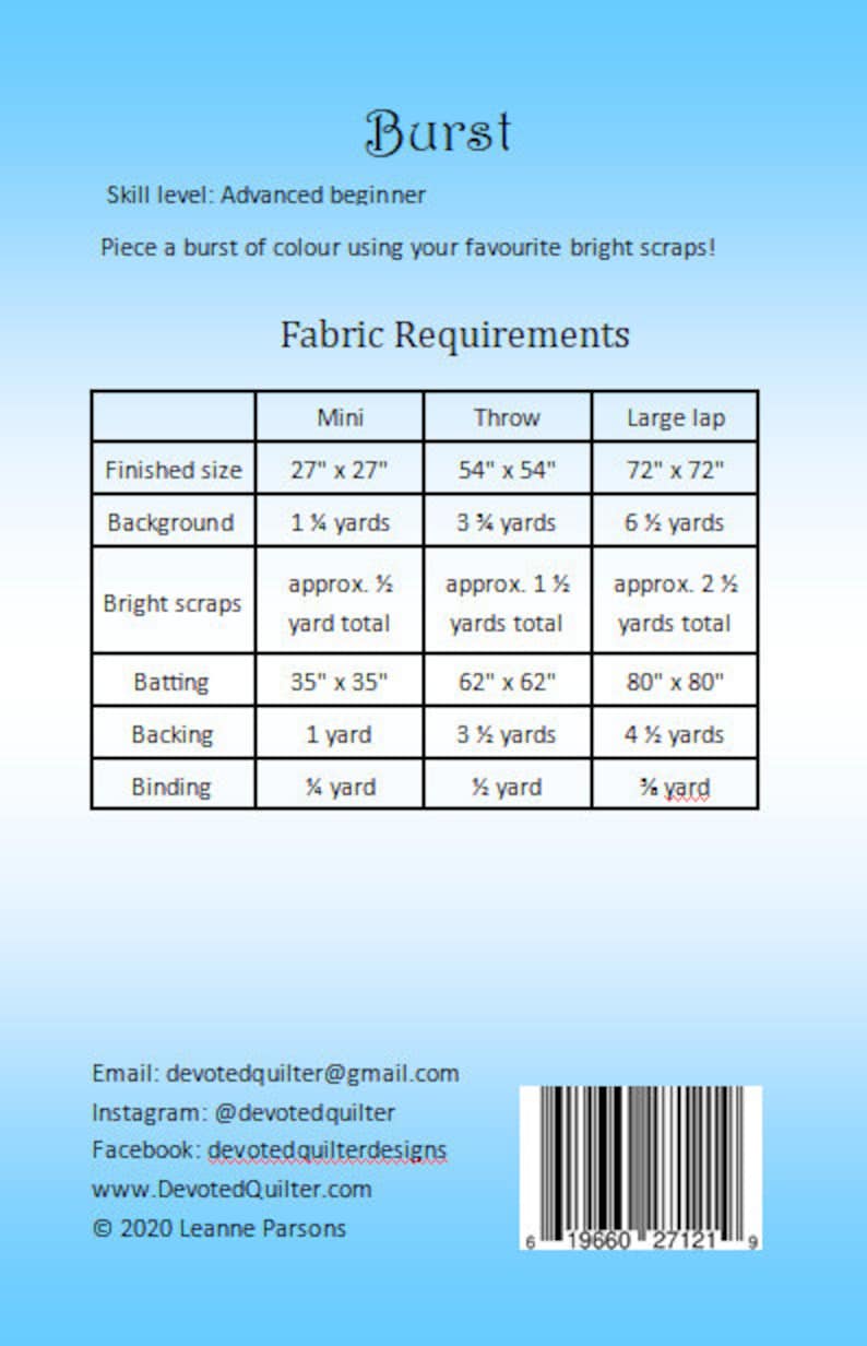 PDF Quilt Pattern - Burst - Mini, Throw and Large Lap Sizes Included - Etsy