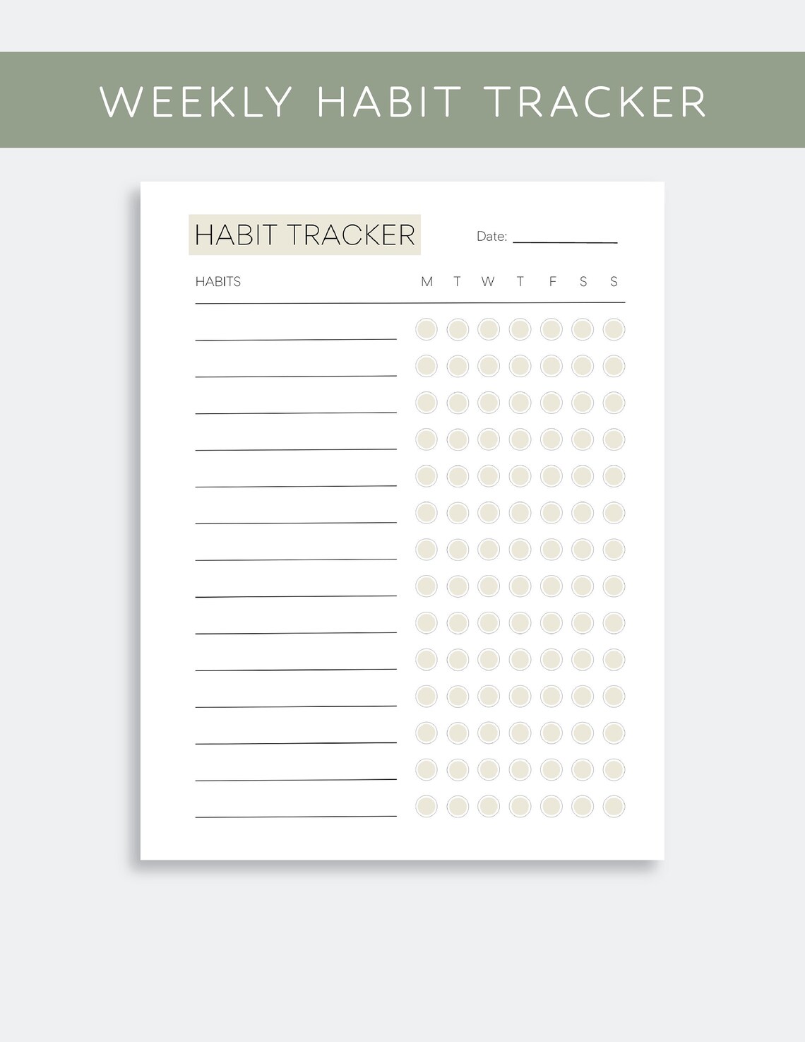 INSTANT DOWNLOAD Habit Tracker, Habits Tracker, Weekly, Organization ...