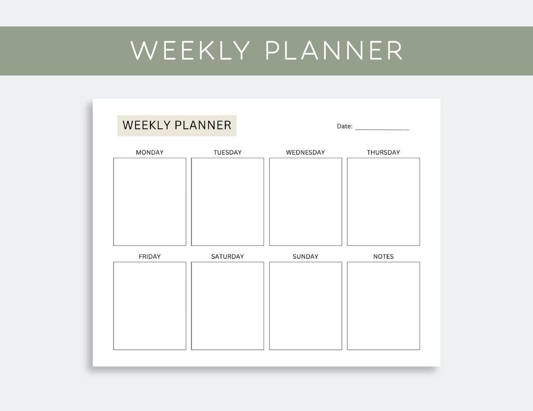 INSTANT DOWNLOAD Weekly Planner, Calendar, Organization, Printable ...