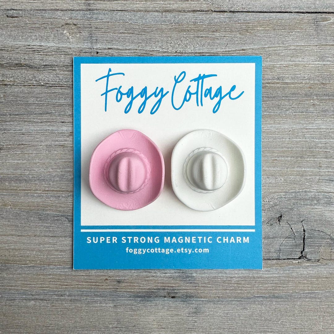 Cowboy/cowgirl Hat Magnets | Set of 2 | Pink and White - Etsy