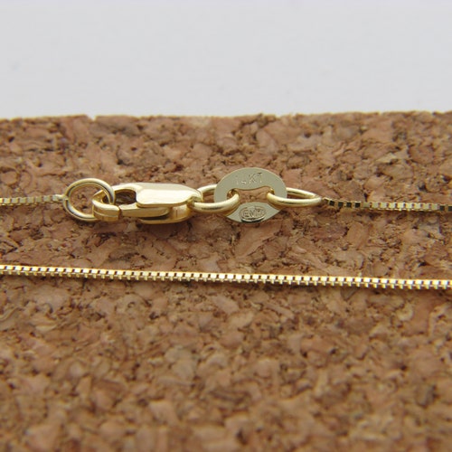 14k Solid Yellow Gold Classic Box Necklace Pendant Charm Chain - Etsy