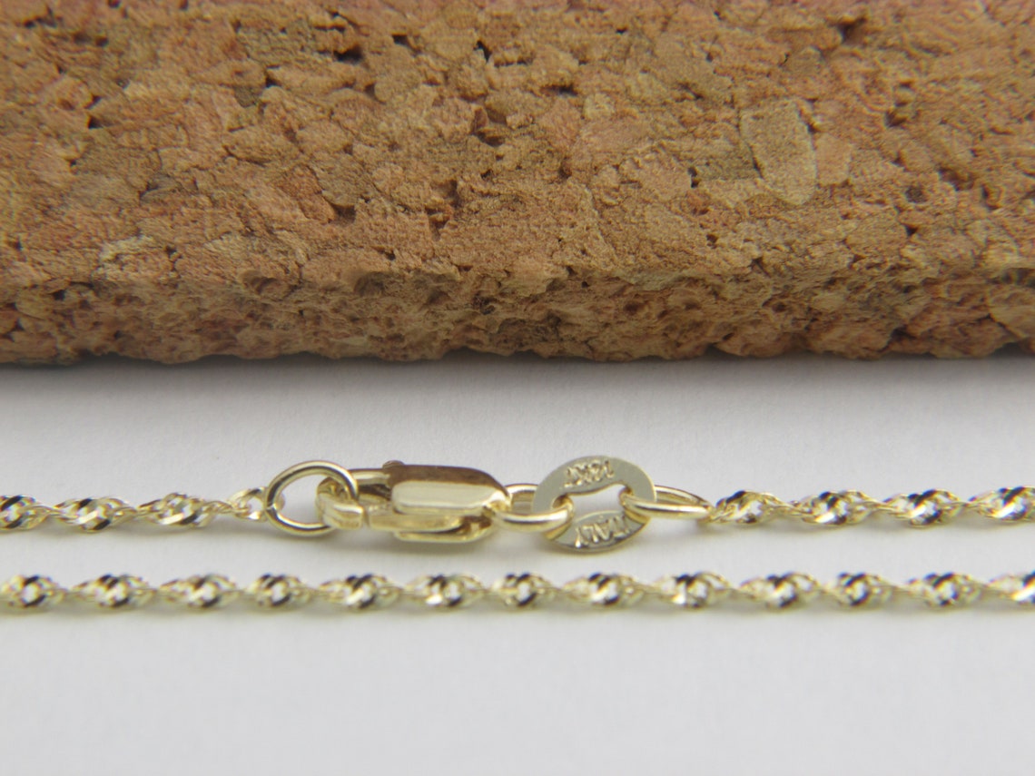 Real Solid 14k Gold Twisted Rope Chain & Pendants Charms Lobster Clasp ...