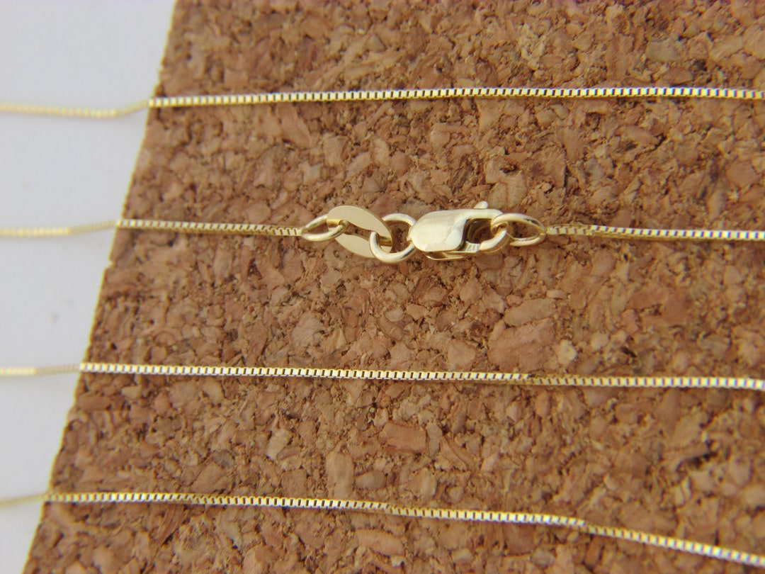 Real 10k Gold Box Chain Necklace Solid 10kt Gold Diamond Cut Box Chain ...
