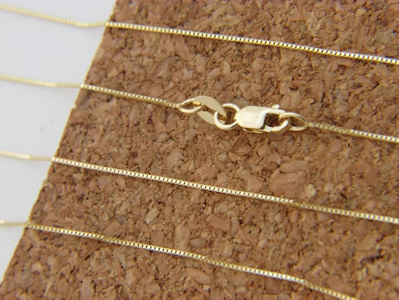 Real 18k Gold Box Chain Necklace Solid 18kt Gold Diamond Cut | Etsy