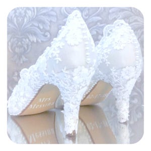 White / Ivory Lace Wedding Shoes Wedding Pumps Bridal Low - Etsy UK