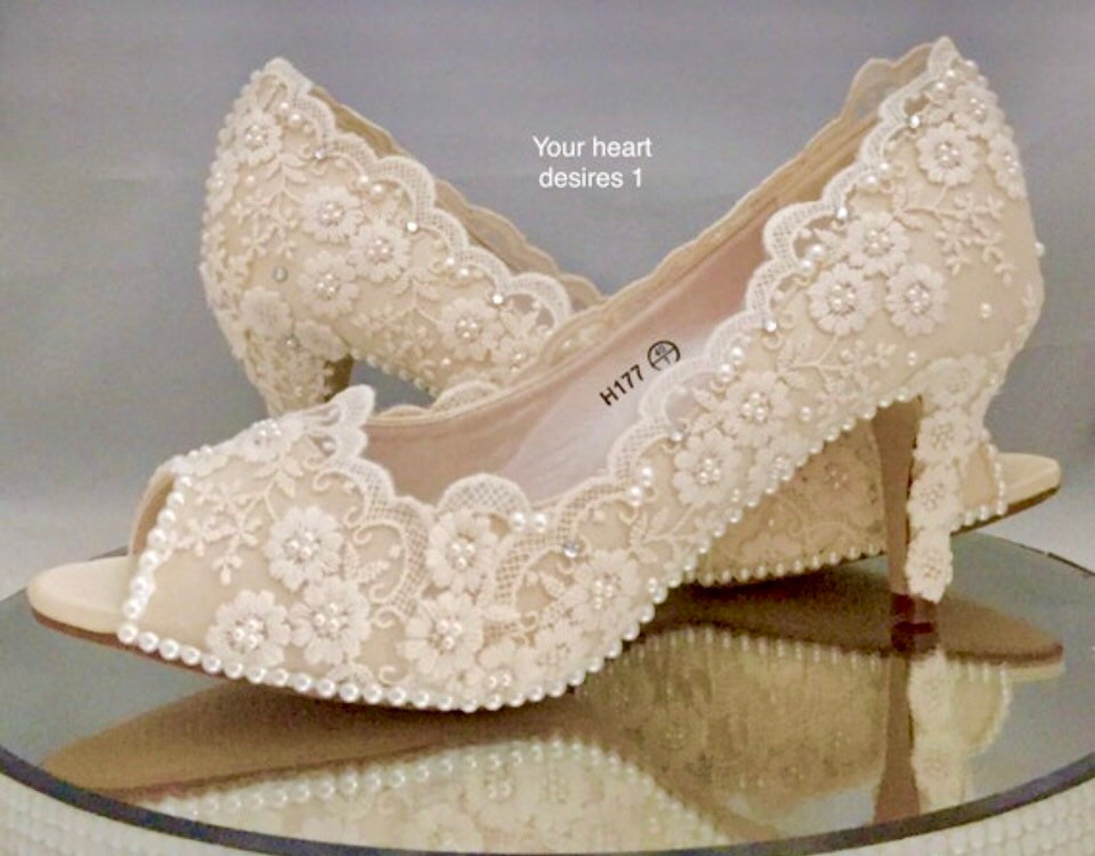 White / Ivory Lace Wedding Shoes Wedding Pumps Bridal Low - Etsy UK
