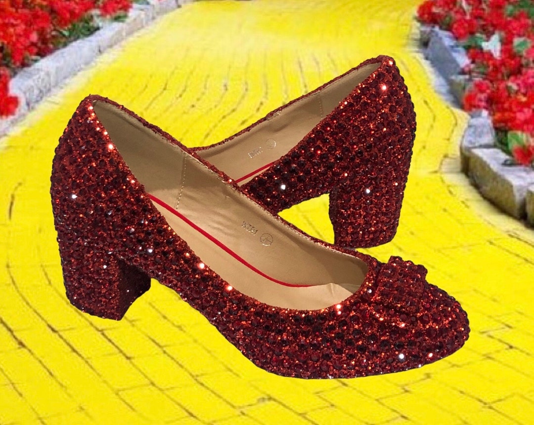 Ruby Slippers Shoes Ruby Crystal Pumps Wizard of Oz Dorothy Low Heel ...