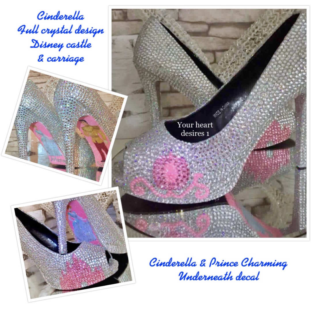 Disney Wedding Shoes Cinderella Bling Crystal Shoez Bride Womens Custom ...