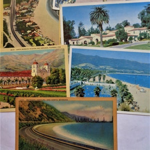11 California Linen Postcards. Santa Monica/santa Barbara/long Beach ...