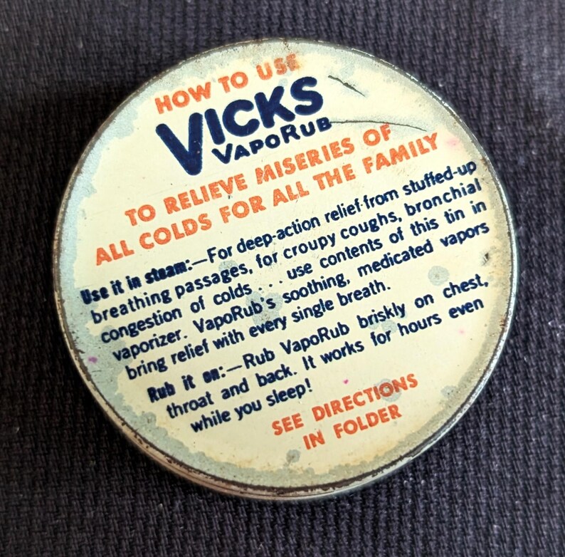 Vicks Vaporub Small Round Tin. Mother & Child Vintage Graphics. 1950's ...