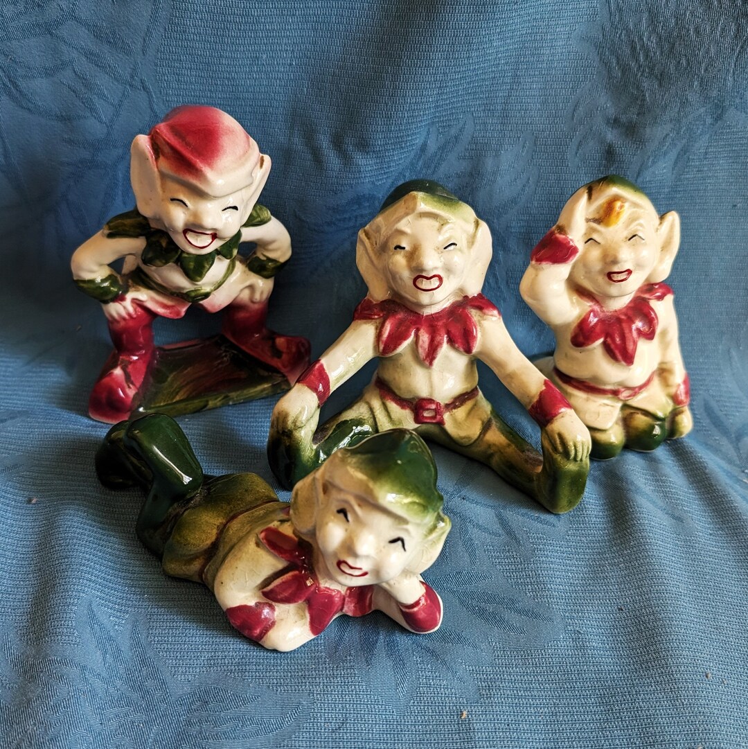 Four Ceramic Pixies/elves Figurines. 1950's. Mid Century. - Etsy