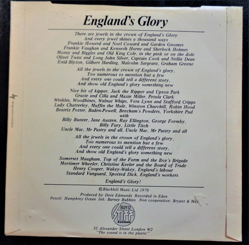 Max Wall "england's Glory" British Vinyl 45 Record. 1976. - Etsy